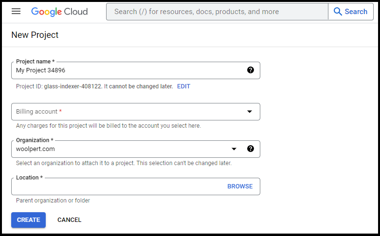 Create a new Google Cloud project with Woolpert – Woolpert